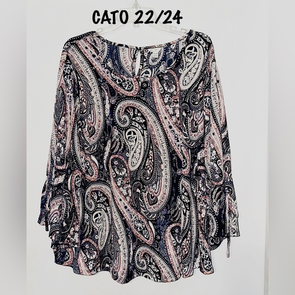 Cato | Tops | Cato Asymmetrical Blouse Pink And Blue Bell Sleeve | Poshmark
